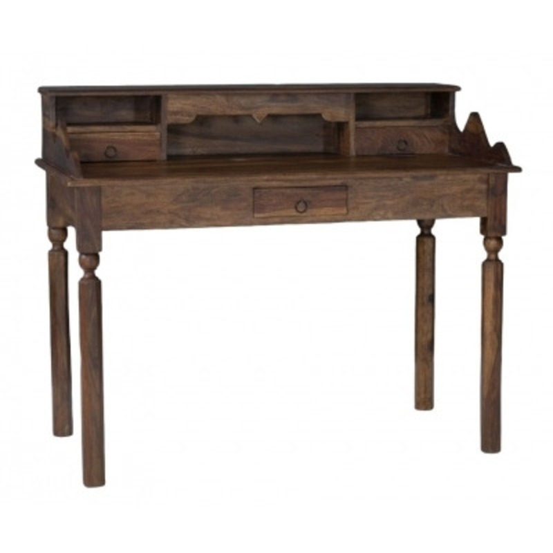 Clearance - Ganga Sheesham Writing Desk, Indian Wood 115cm - 3 Drawers ...
