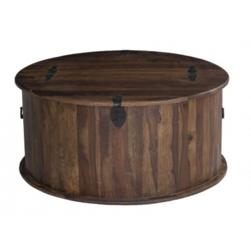 Ganga Sheesham Storage Coffee Table, Indian Wood, Round Top - 1 Door by ...