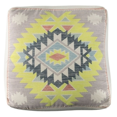 Higbee Multicolour Global Woven Artisan Aztec Pattern Fabric Pouffe by ...