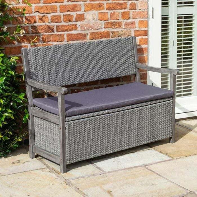 Aldora Grey Rattan Outdoor Garden Storage Bench by Choice Furniture ...
