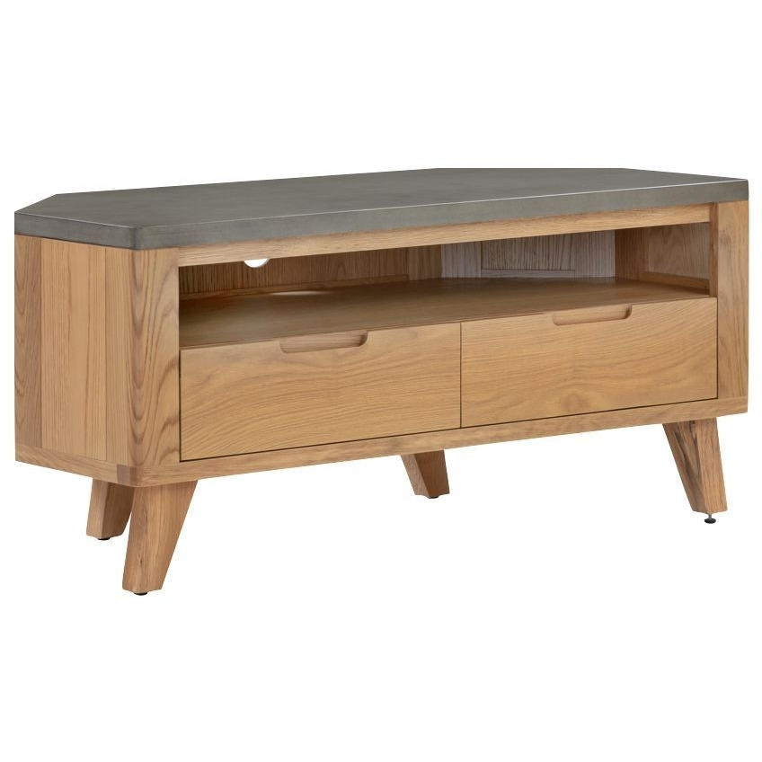 Rimini Corner TV Unit - Oak and Concrete Painted Top by Choice ...
