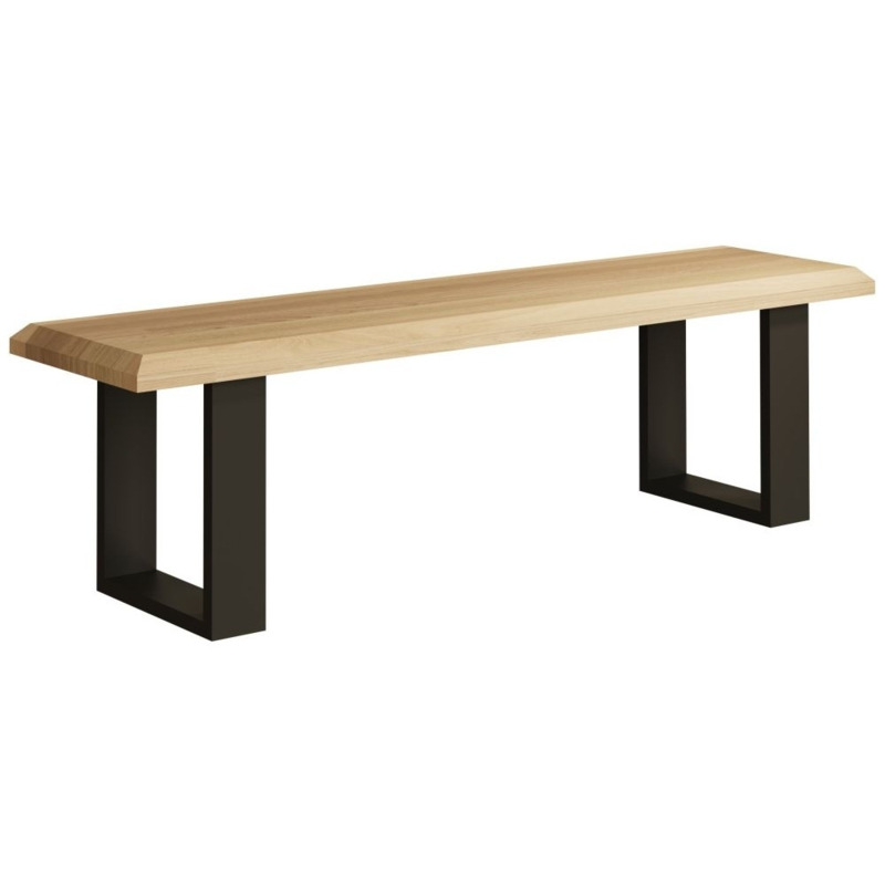 Malmo Oak 160cm Bench with Black Metal U Legs by Choice Furniture ...