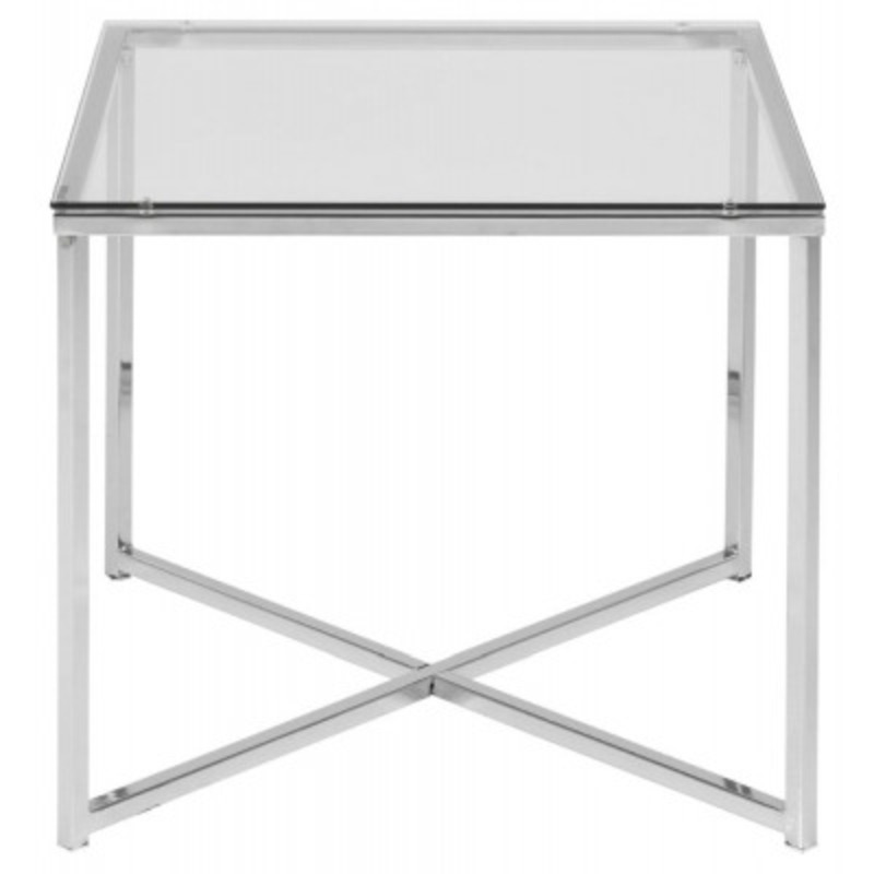 Clare Clear Glass Top and Chrome Square Side Table by Choice Furniture ...