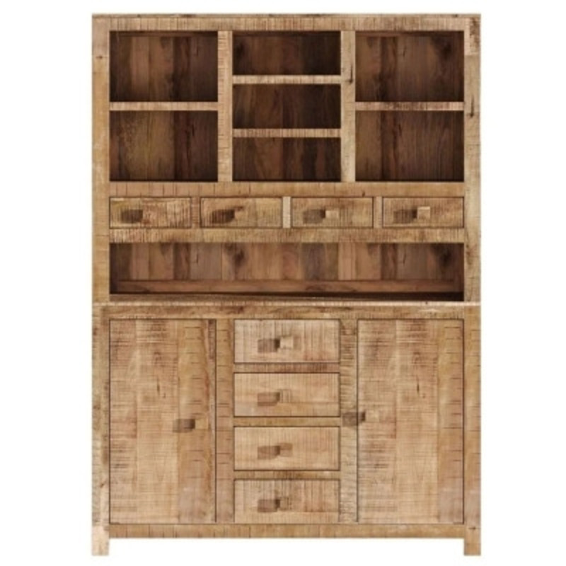 Dakota Mango Wood Buffet Hutch, Indian Light Natural Rustic Finish ...