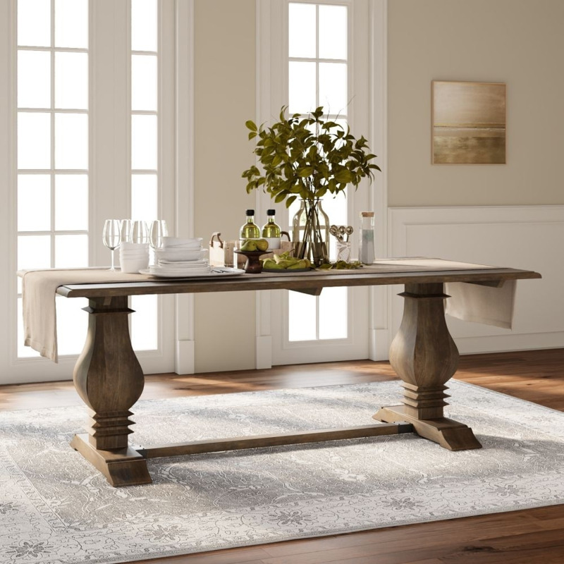 Maida Rustic Mango Wood 8 Seater Pedestal Dining Table by Choice ...