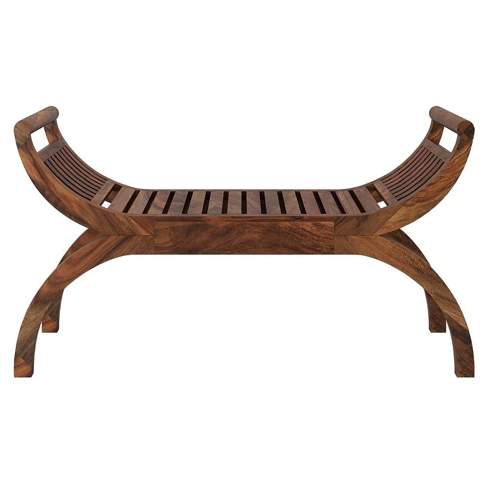 Maharani Sheesham Curved Bench, Indian Wood by Choice Furniture ...