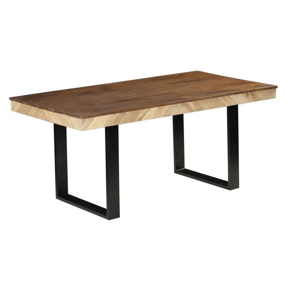 Rennes 6 Seater Chevron Dining Table with Black U Legs - Rustic Mango ...