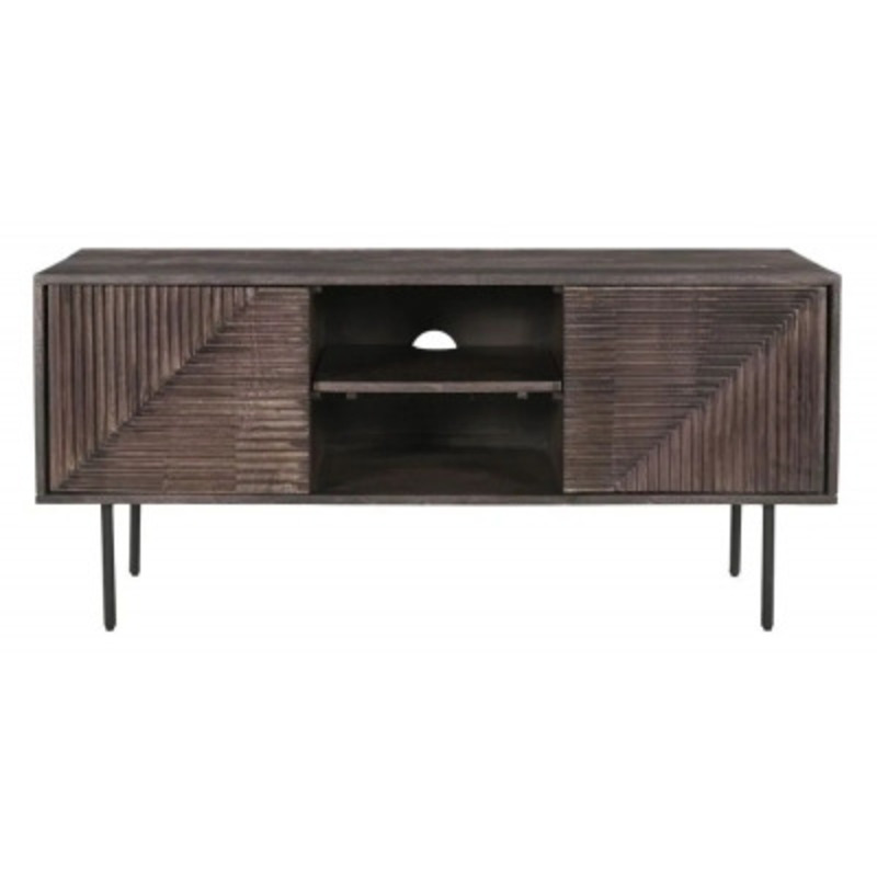 Clearance - Highgrove Fluted TV Unit in Walnut Finished Mango Wood by ...