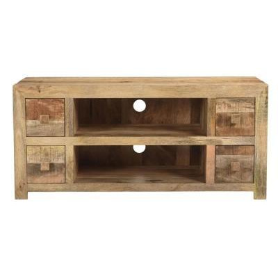 Dakota Mango Wood TV Unit, Indian Light Natural Rustic Finish, Large ...