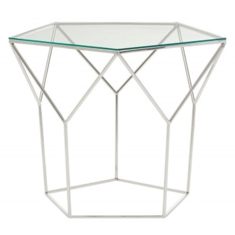 Ivey Glass Top and Chrome Pentagonal Coffee Table by Choice Furniture ...