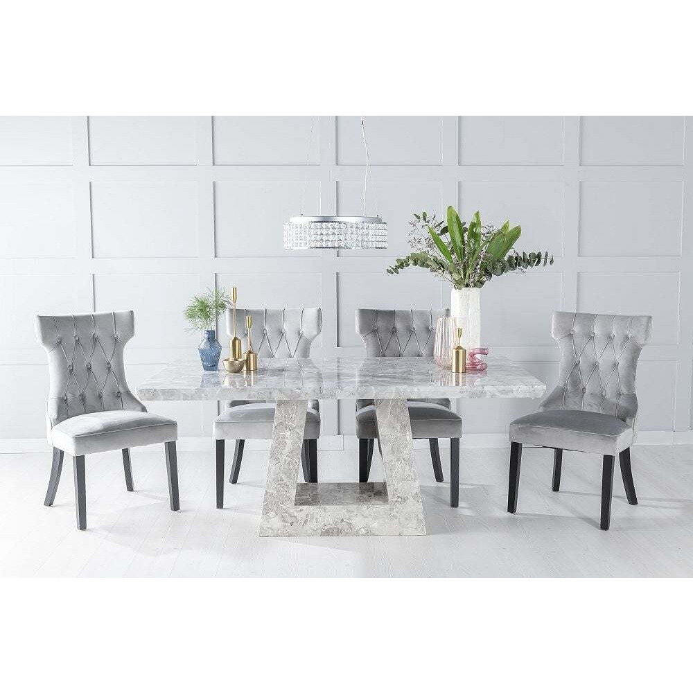 Milan Marble Dining Table Set for 8 Diners 200cm Rectangular Grey Top ...