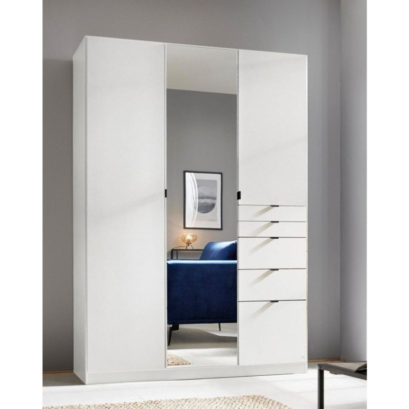 Ontario Alpine White 3 Door 5 Drawer Combi Wardrobe with 1 Mirror Front ...