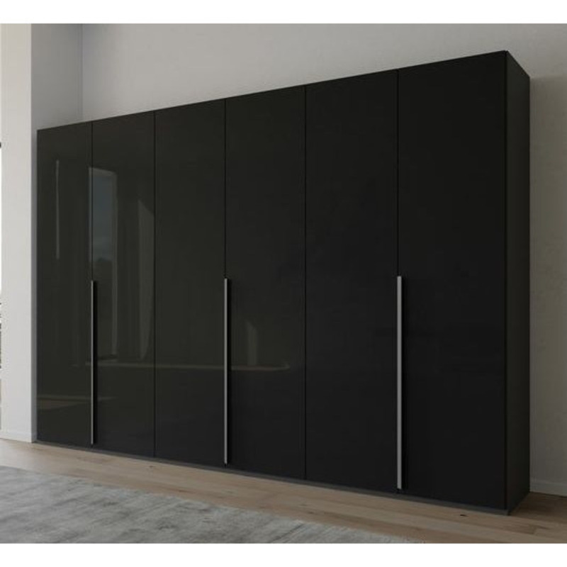 Purisma Graphite 6 Door Wardrobe with Basalt Glass Front - 301cm by ...