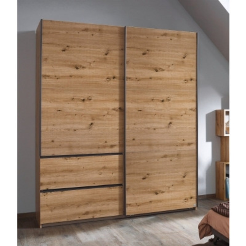 Sevilla Artisan Oak 2 Door 2 Drawer Combi Sliding Wardrobe with ...