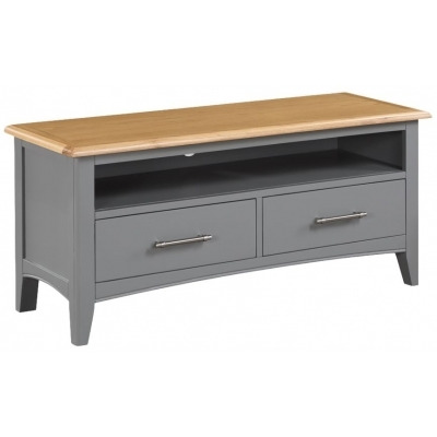 Rossmore Grey Painted Large TV Unit, 115cm W with Storage for ...