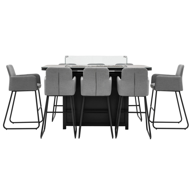Sunderland Slate Outdoor Garden 8 Seater Bar Set with Fire Pit Table by ...