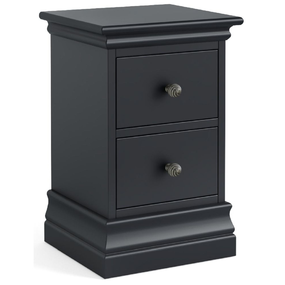 Bordeaux Charcoal Black Narrow Bedside Cabinet - 2 Drawers by Choice ...
