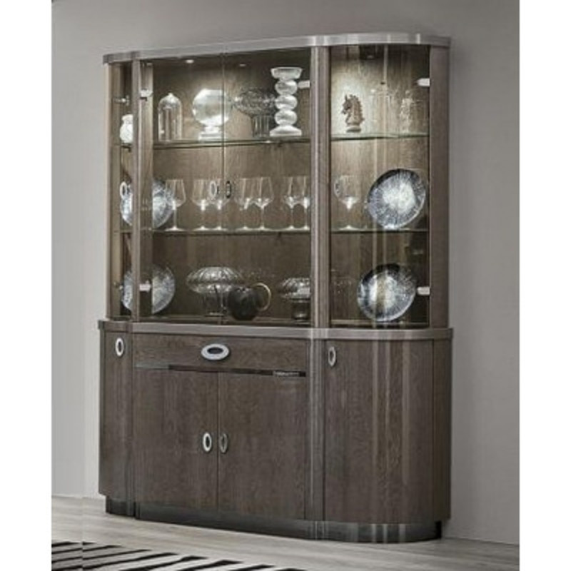 Camel Armonia Day Silver Birch Italian 8 Door 1 Drawer Vitrine with LED ...