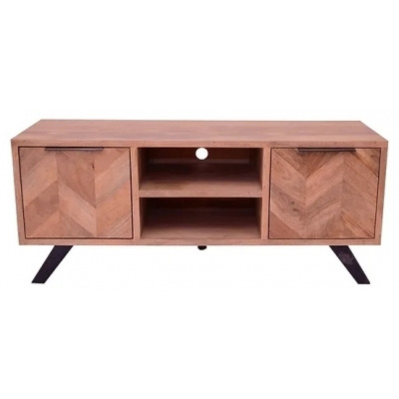 Albadi Parquet Style Industrial Mango Wood TV Unit, 135cm W with ...