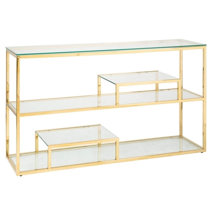 Value Harry Harry Tiered Console Table - Gold and Clear Glass by Choice ...