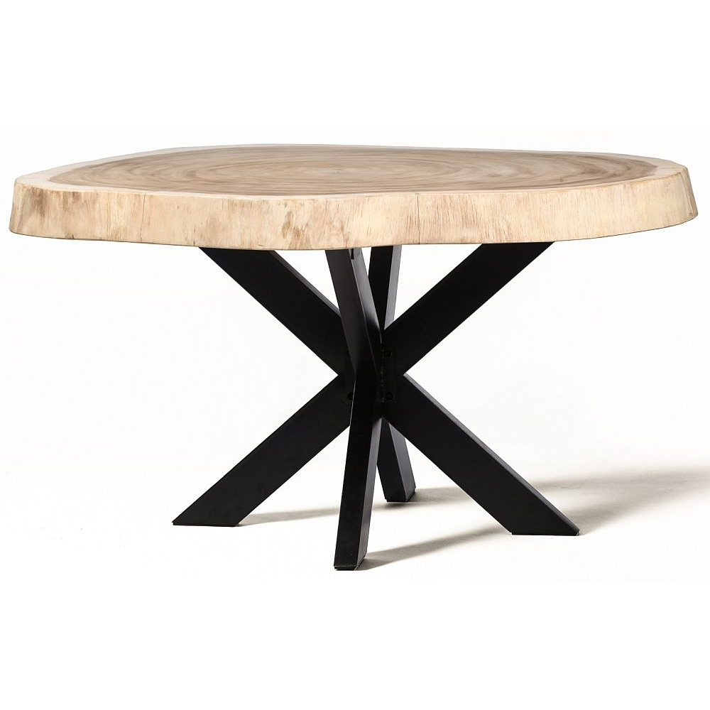Tronco Natural Wood 90cm Round Dining Table with Black Spider Legs by ...