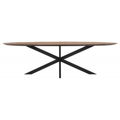 Timeless Beam Natural Teak Wood 280cm Beam Oval Dining Table with Black ...