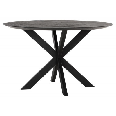 Timeless Beam Black Teak Wood Small Round Dining Table with Spider Legs ...