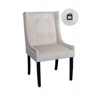 Kimi Square Knocker Back Champagne Dining Chair, Tufted Velvet Fabric ...