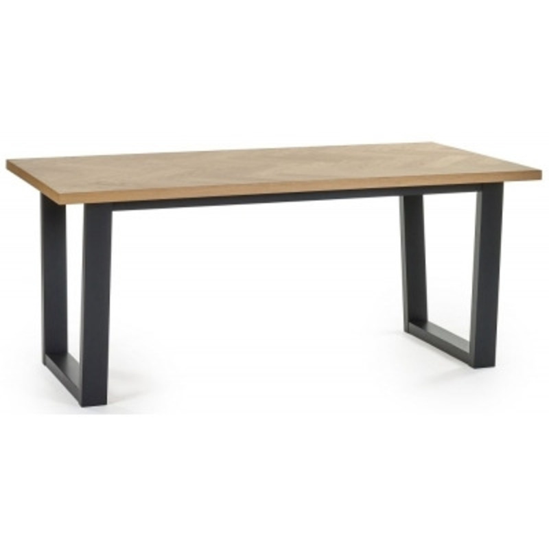 Hilton Herringbone Black and Oak Dining Table - 6 Seater by Choice ...