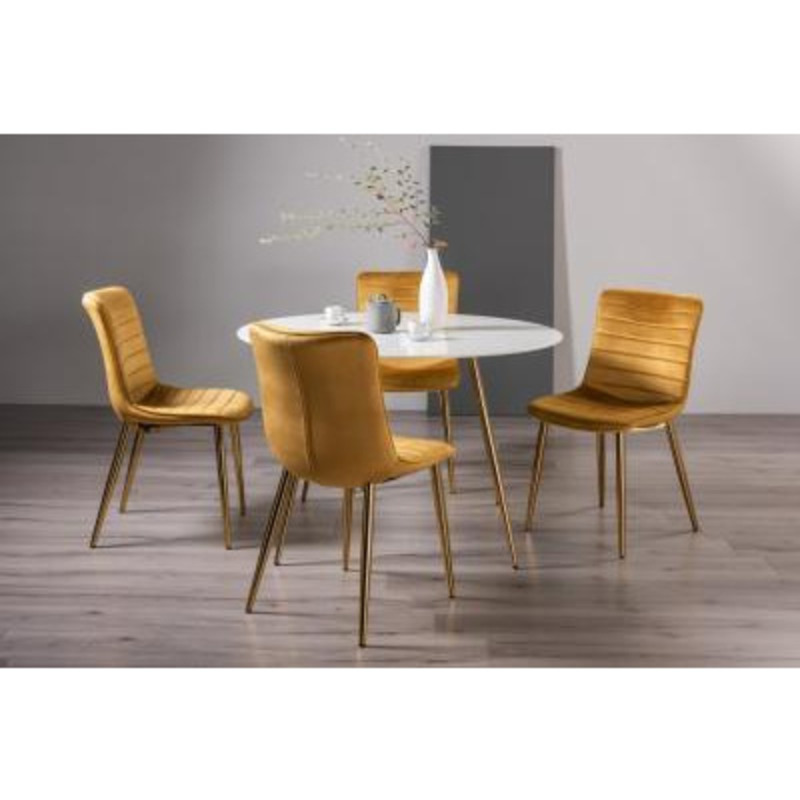 Bentley Designs Francesca White Glass 4 Seater Dining Table with 4 ...