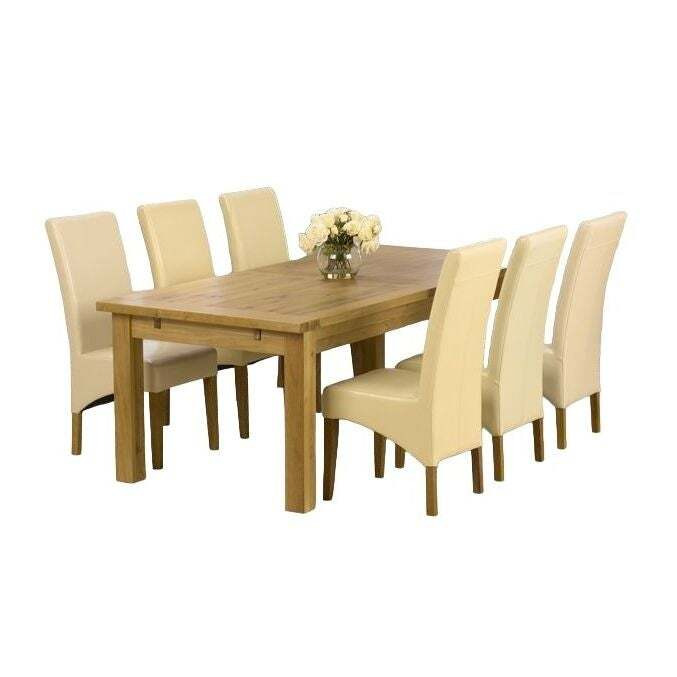 Piper Oak Extra Large Extending Dining Table and 6 Elizabeth Cream ...