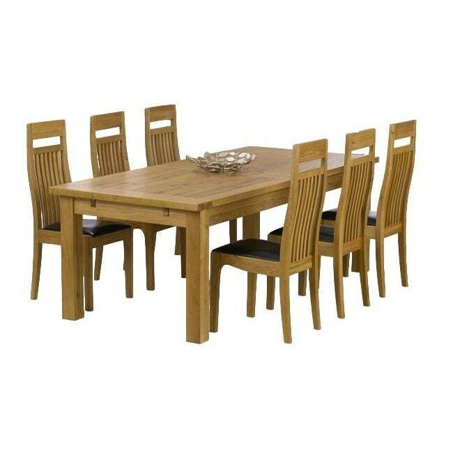 Piper Oak Extra Large Extending Dining Table and 6 Serenity Brown ...
