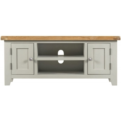 Lundy Grey and Oak Extra Large TV Unit, 180cm W with Storage for ...