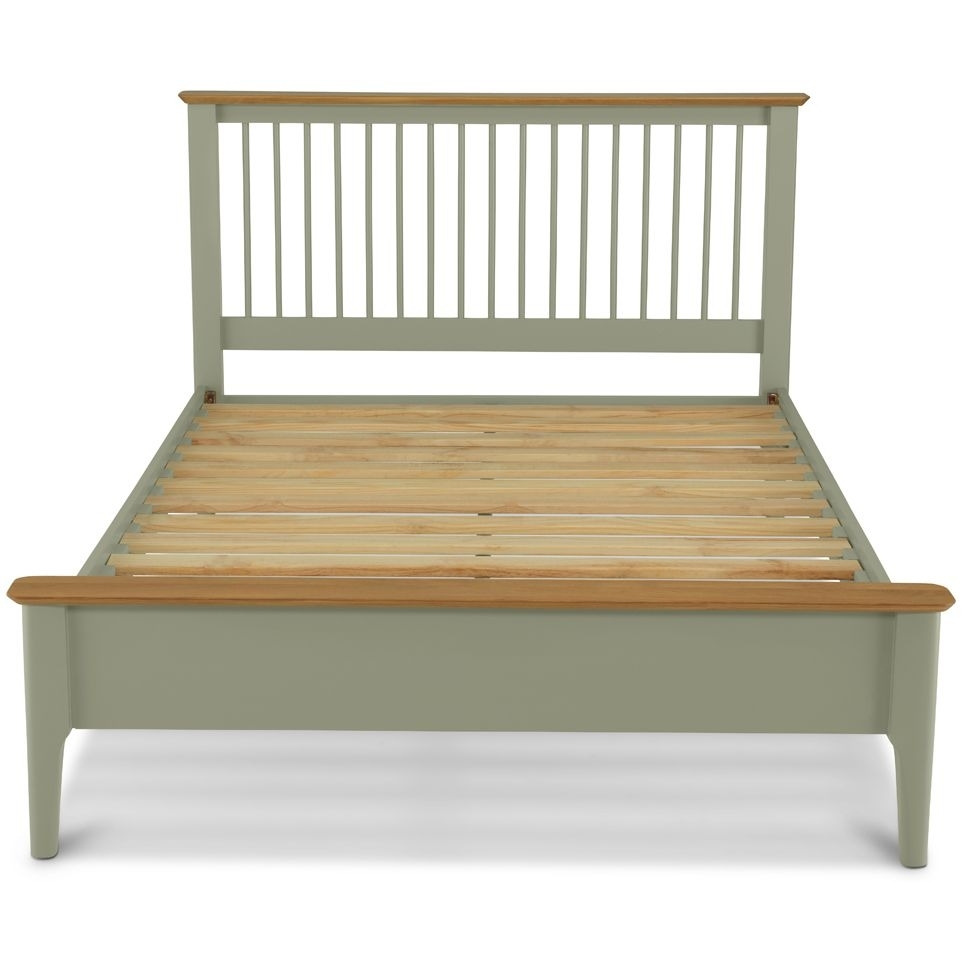 Ancona Sage Green and Oak Top Bed Frame, Low Foot End with Slatted ...