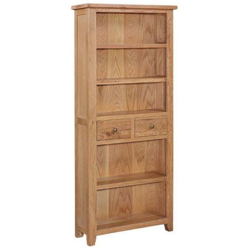 Appleby Petite Oak Tall Bookcase, 180cm Bookshelf with 2 Storage ...
