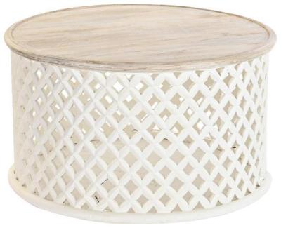 White Distressed Mango Wood Round Coffee Table by Choice Furniture ...