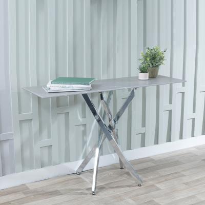 Clearance - Chopstick Grey Glass Console Table with Chrome Metal Legs ...