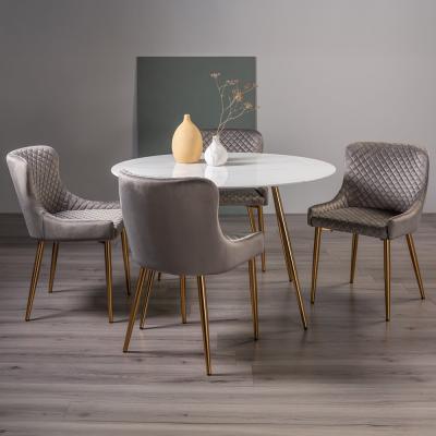 Bentley Designs Francesca White Glass 4 Seater Dining Table with 4 ...