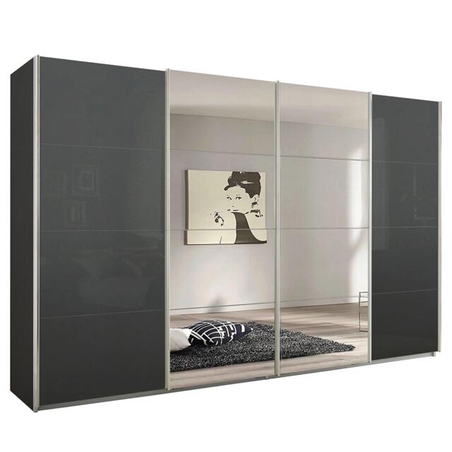 Rauch Syncrono 361cm 4 Door Sliding Wardrobe with Mirror - Metallic ...
