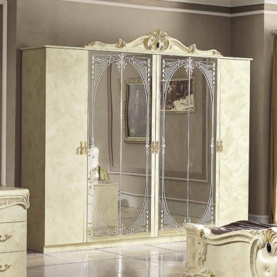 Camel Barocco Ivory Italian 6 Door Wardrobe with Mirrors by Choice ...