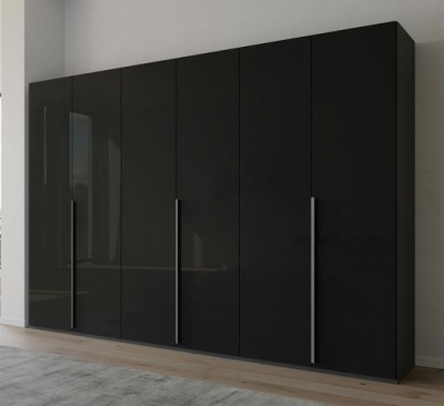 Rauch Purisma 301cm Basalt Glass 6 Door Wardrobe - Graphite Carcase by ...