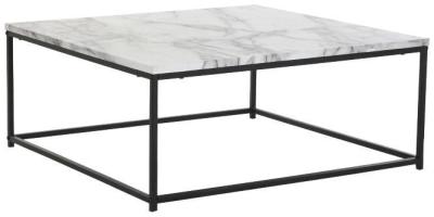 White Marble Effect Square Coffee Table with Metal Frame by Choice ...