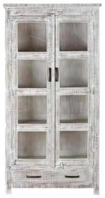 White Distressed Mango Wood 2 Door Display Cabinet by Choice Furniture ...
