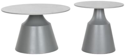Modern Grey Ceramic Set of 2 Round Side Tables by Choice Furniture ...