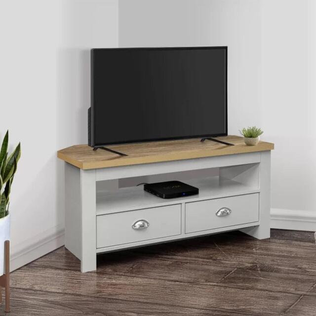 Highgate Grey Painted 2 Drawer Corner TV Unit by Choice Furniture ...