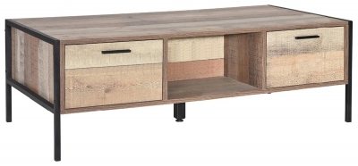 Hoxton Industrial Rustic Oak Effect Storage Coffee Table by Choice ...