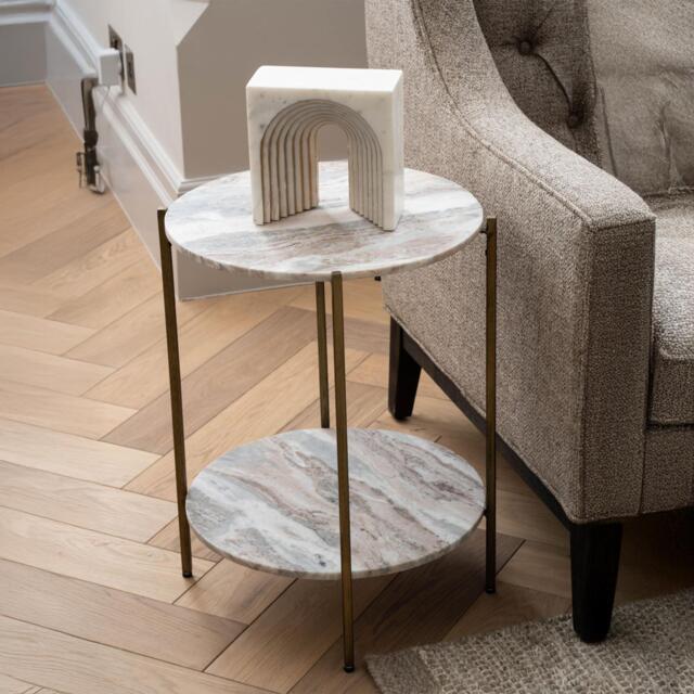 Libra Toronto Grey Marble Round Side Table by Choice Furniture ...
