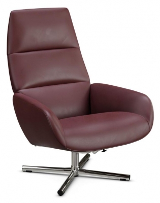 Ergo Balder Wine Red Leather Swivel Recliner Chair by Choice Furniture ...