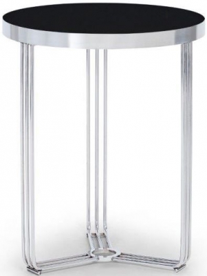 Finn Black Glass and Chrome Metal Round Side Table by Choice Furniture ...