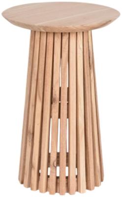 Konark Natural Mindi Wood Tall Round Side Table - Slatted Base by ...